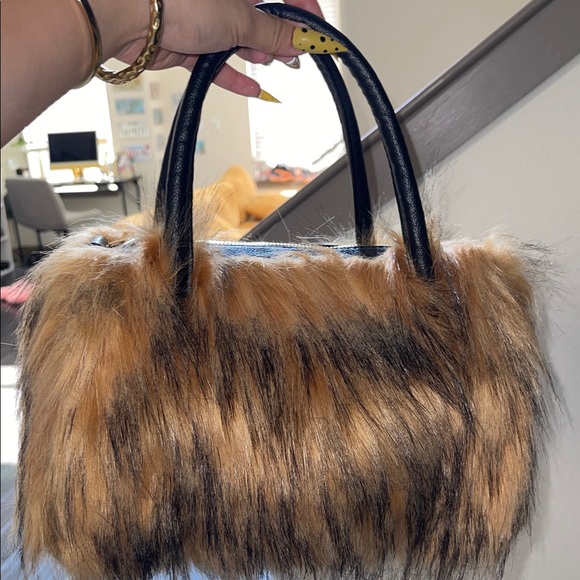 Dolls Kill | Bags | Dolls Kill Tan And Black Faux Fur Shoulder Bag ...